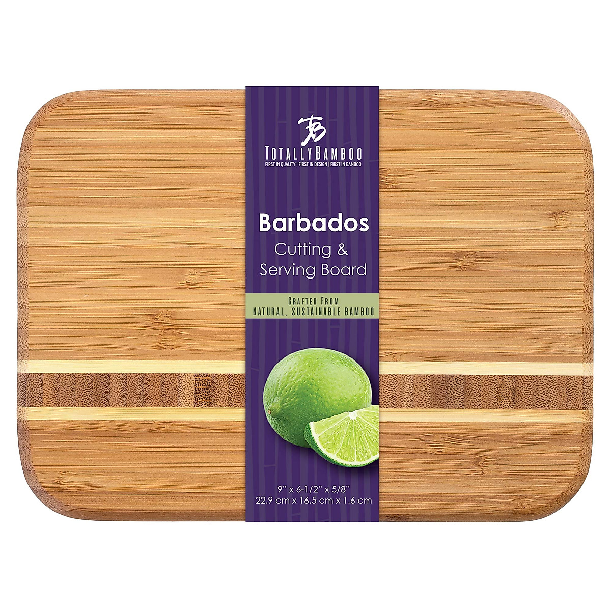 Totally Bamboo Barbados Bamboo Wood Cutting Board, 9" x 6.5"