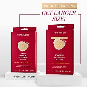 CONNOISSEURS Premium Edition Ultrasoft Gold Polishing Cloth with Anti-Tarnish, Large Value Size 14x14 Inches