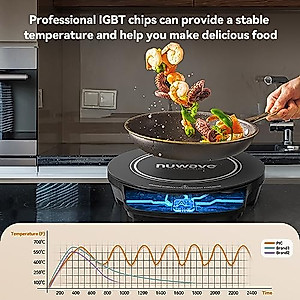 Nuwave Gold Precision Induction Cooktop, Portable, Powerful with Large 8” Heating Coil,100°F to 575°F, 3 Wattage Settings, 12” Heat-Resistant Cooking Surface