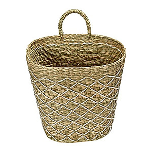 Creative Co-Op Hand-Woven Seagrass Handle Wall Basket, 11" L x 8" W x 15" H, Natural