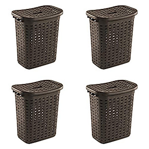 Sterilite 12766P04 Weave Laundry Hamper, Espresso, 4-Pack