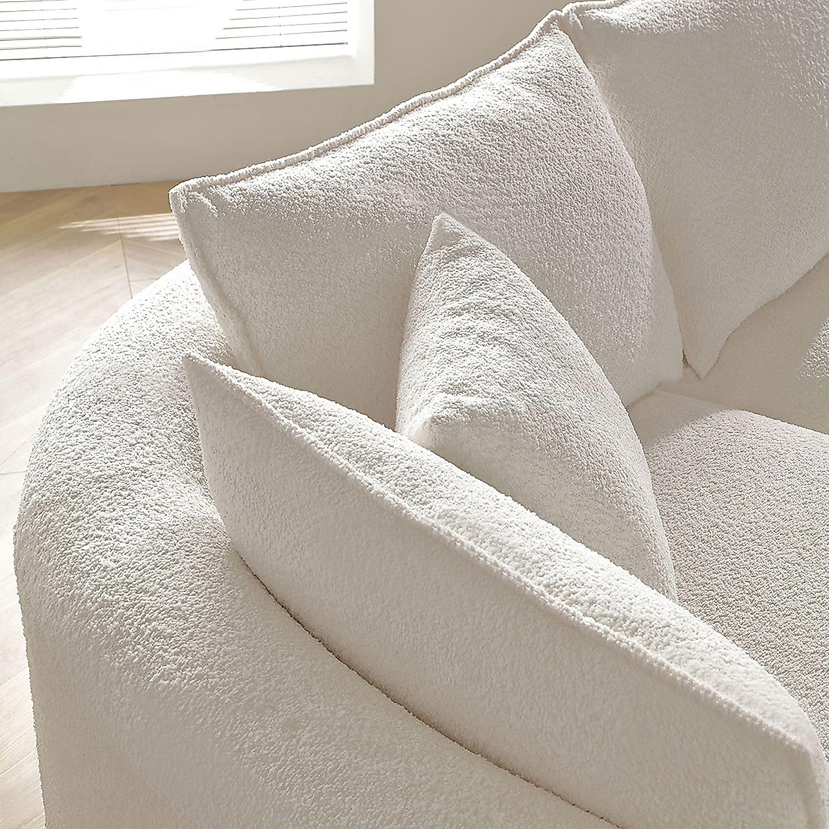 KEVINSPACE 125" Curved Sofa Modern Curved Couch Living Room Modular Sectional Sofa Set 4 Seat Cream Sofa Mid Century Upholstered Couch Boucle Fabric Sofa for Bedroom Apartment Left Hand Facing