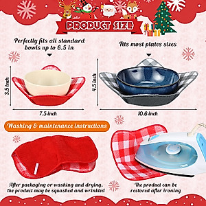 Microwave Bowl Holders Plaid Bowl Holders Hot Bowl Holder Safe Microwave Plate Holder Heat Resistant Bowl Holder for Rice Soup Pasta Bowls (Red, Blue, Green, Yellow, Gray,6 Pieces)