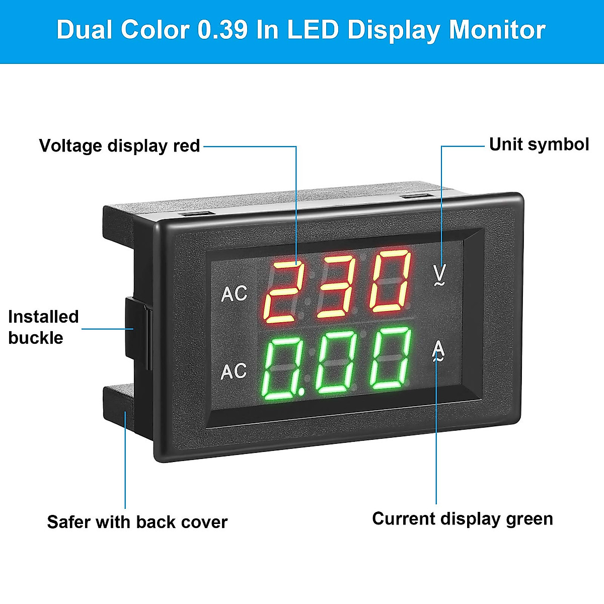 Volt Amp Meter 500V 200A Voltmeter Voltage and Current Meter Digital Dual Display, 0.39 Inches LED 2 in 1 Multimeter, 2-Wire Voltage Amperage Tester Gauge with Current Transformer (2)