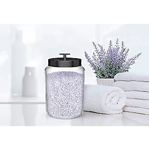 Kook Glass Large Kitchen Canister Set, Food Storage Containers, Bathroom Jars, Airtight Lids, 3.7 Liters, .98 gallons, Set of 2 (Black)