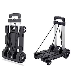 Generic Aluminum Alloy Folding Cart Adjustable Hand Truck Dolly Hand Trunk Cart Mini Luggage Cart with Wheels for Carry Boxes, 1 pc, Black