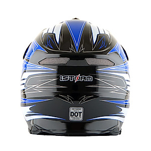 1Storm Adult Motocross Helmet BMX MX ATV Dirt Bike Downhill Mountain Bike Helmet Flying Style H819-5 + Motorcycle Bluetooth Headset: Flying Blue