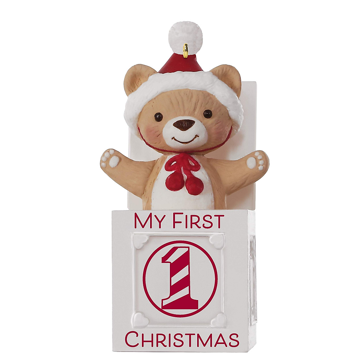 Hallmark Keepsake 2019 Year Dated Baby My First Christmas Jack-in-The-Box Bear Ornament,