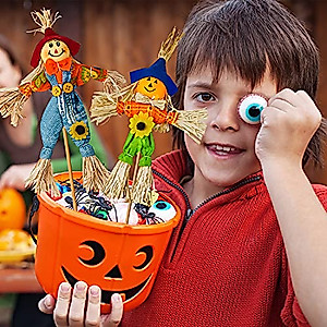 6 Pieces Mini Scarecrow on a Stick Fall Decoration Small Scarecrow Thanksgiving Decor Autumn Fall Harvest Standing Scarecrow Decor for Autumn, Halloween, Thanksgiving, Garden, Home, Yard, Porch()