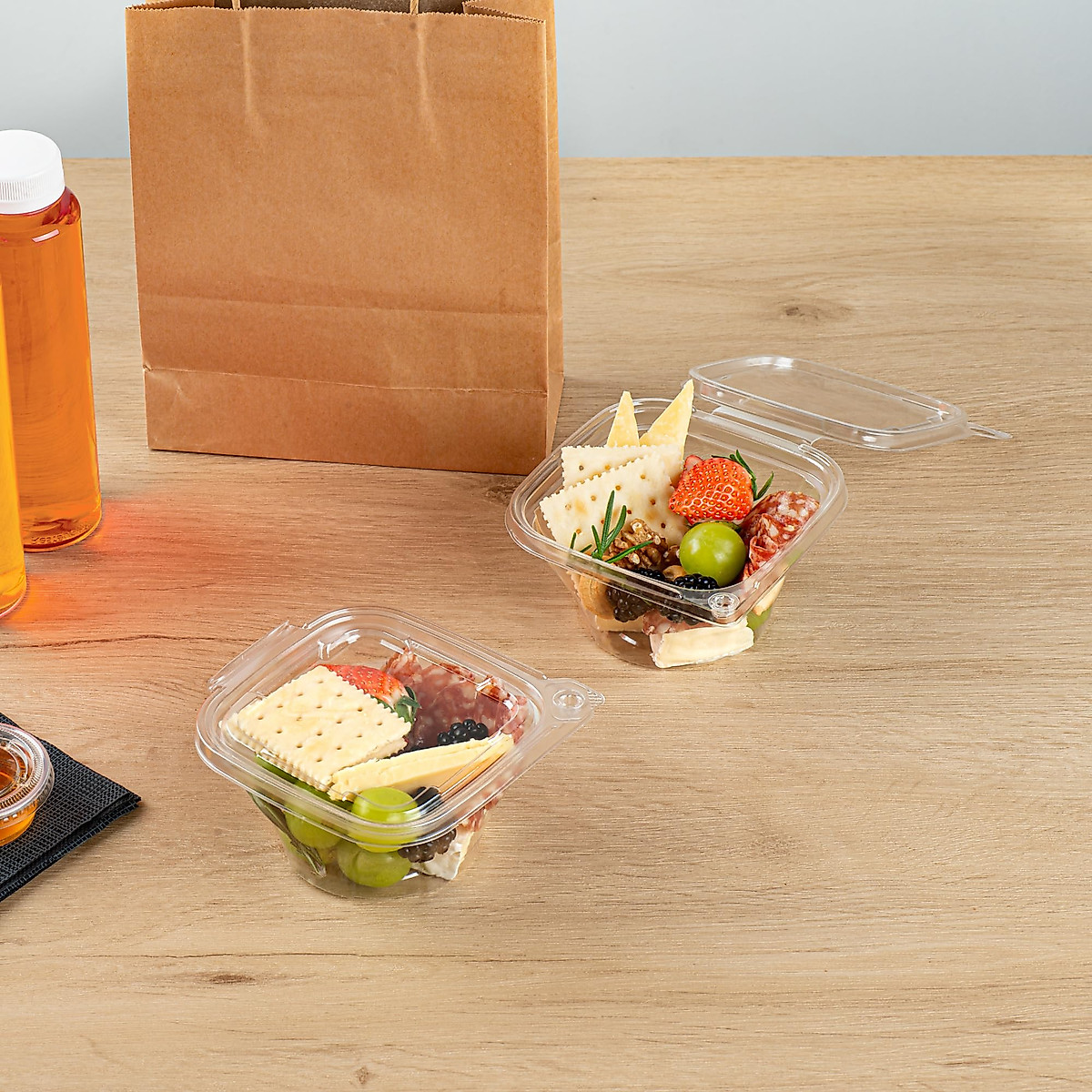 Restaurantware Tamper Tek 8 Ounce Snack Containers 100 Durable Deli Containers - Tamper-Evident Lid Disposable Clear PET Round Containers With Lid For Takeout And Delivery Orders