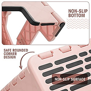 Korpai The Latest 9" Folding Step Stool for Adults and Kids Holds Up to 300 lbs,Non-Slip Folding Stools with Portable Handle, Compact Plastic Foldable Step Stool for Bathroom,Kitchen,Sakura Pink,1PC