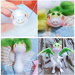 DEUXPER Needle Felting Kits Beginners, DIY Wool Felt Dragon Materials Set for Adults Kids, Needle Felting Craft Project Gift for Women Men