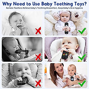 Teething Relief Teethers Toys for Babies 3-6 12 Months Gifts, Silicone Remote Control Baby Teether Bath Toys for 3 6 9 Months Newborn Infant Boy Girl Autism, Food Grade Silicone Sensory Toys, Black