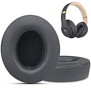 GVOEARS Replacement Ear Pads for Beats Studio 3, Ear Cushions for Beats Studio 2&Studio 3 Wired & Wireless Not Fit Beats Solo On-Ear Headphone with Stronger 3M Adhesive Tape Thicker Memory Foam(Grey)