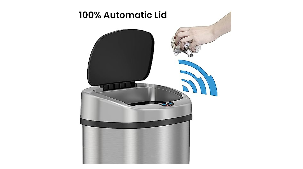 SensorCan 13 Gallon Touchless Kitchen Trash Can with AC Power Adapter