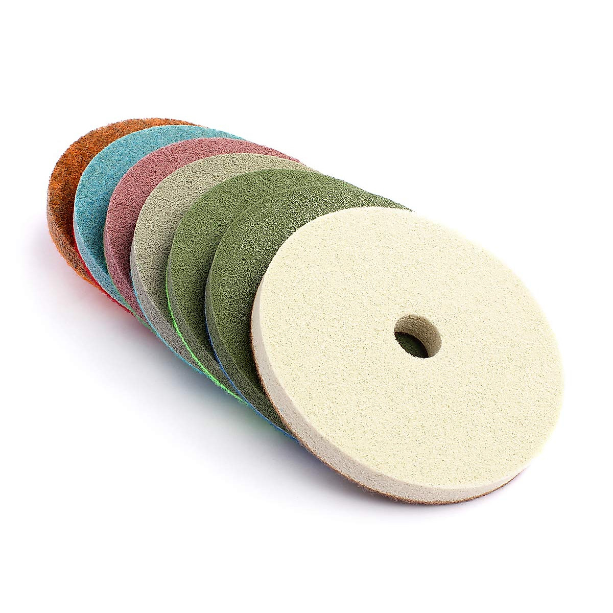 Z-LION 5" Diamond Polishing Pads for Granite Marble Stone Clean (7 Pcs Set)