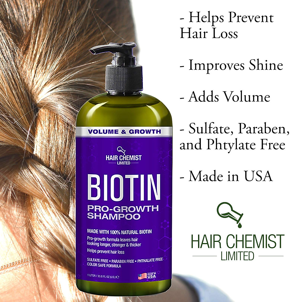Hair Chemist Biotin Pro-Growth Shampoo & Conditioner 2-PC Gift Set - Includes 33.8oz Shampoo & 33.8oz Conditioner