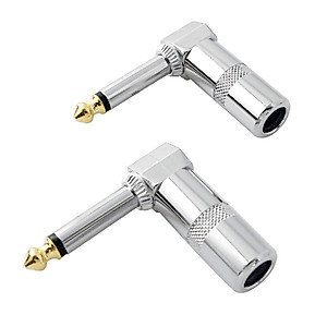 Longdex Audio 1/4 inch Right Angle Plug 2PCS 6.3mm 90 Degree TS Mono Male Solder-On Connector Microphone Phone Jack Adapter