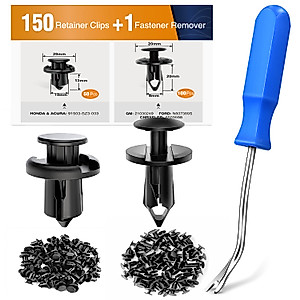 GOOACC 150 pcs Push-Type Bumper Fasteners Rivet Clips-2 Sizes Universal Auto Clips & Fastener for Bumper Fender Clips Replacement-Fastener Removal Tool Included (150PCS Clip)