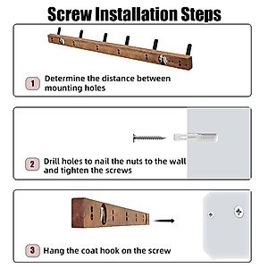 XSJHJDR Coat Hook Wall Coat Hooks 23.6 Inches Wall Hanger Hooks Walnut Wood Coat Rack with 6 Hooks for Hanging Clothes Towels Backpacks Keys Wooden Coat Hooks