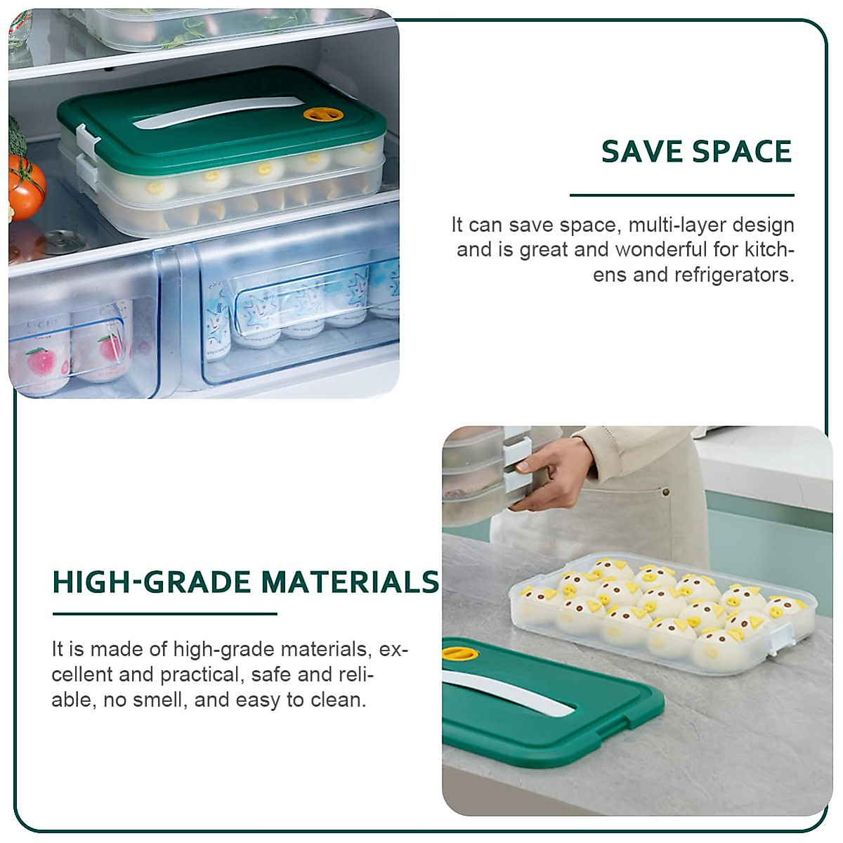 DOITOOL Refrigerator Drawer Organizer Refrigerator Food Storage Box Box Crisper Plastic Ravioli Plate Dumpling Organizer Box Fridge Egg Organizer