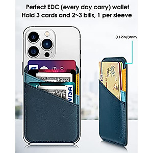 Miroddi MagSafe Wallet Card Holder for iPhone 14/13/12 Series - Blue+Orange RFID Blocking Faux Leather