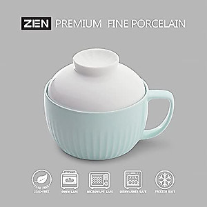 ZEN Pleats Porcelain Multi Cooker Bowls Set w/cover 33oz (Mint)