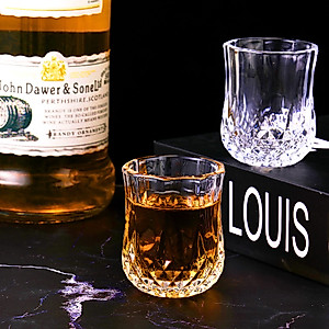 Meanplan 1.7oz Mini Shot Glasses Set Tasting Glasses Heavy Base Clear Shot Glass Cute Cordial Glasses Mini Wine Glasses for Serving Whiskey, Wine, Juice (24 Pieces)