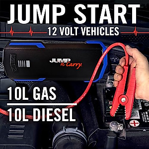 Clore Automotive JNC345 Jump-N-Carry 12 Volt Lithium Jump Starter - 4000A, 550 Start Assist Amp for up to 10-Liter Gasoline and 10-Liter Diesel Engines