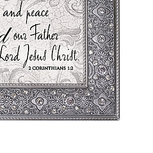 Cottage Garden Grace Peace from God Filigree Jewel Bead Silver Tone Music Box Plays Amazing Grace