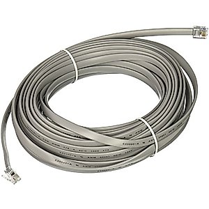 C2G 08115 RJ12 6P6C Straight Modular Cable, Telephone Cable, 50 Feet (15.24 Meters), Silver