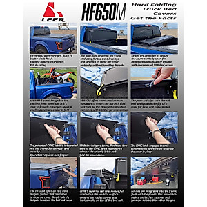 LEER HF650M Quad-Folding Truck Bed Tonneau Cover, Fits Ford F-150 Light Duty, Years 2015-2024, 5'6" Truck Bed, Black