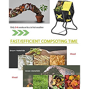 18.5 Gal Tumbling Compost Bin from BPA Free Material - Outdoor Single Rotating Chamber Composters，with Easy-Turn, Fast-Working System for Garden/Patio