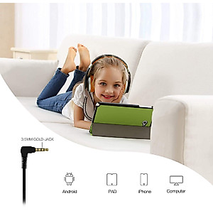 rockpapa HS20 Wired Kids Headphones for School, Foldable Lightweight Boy Girl Headphones with Microphone & 3.5mm Jack for 3-15 Year Old for Airplane Tablet Phones Black Orange