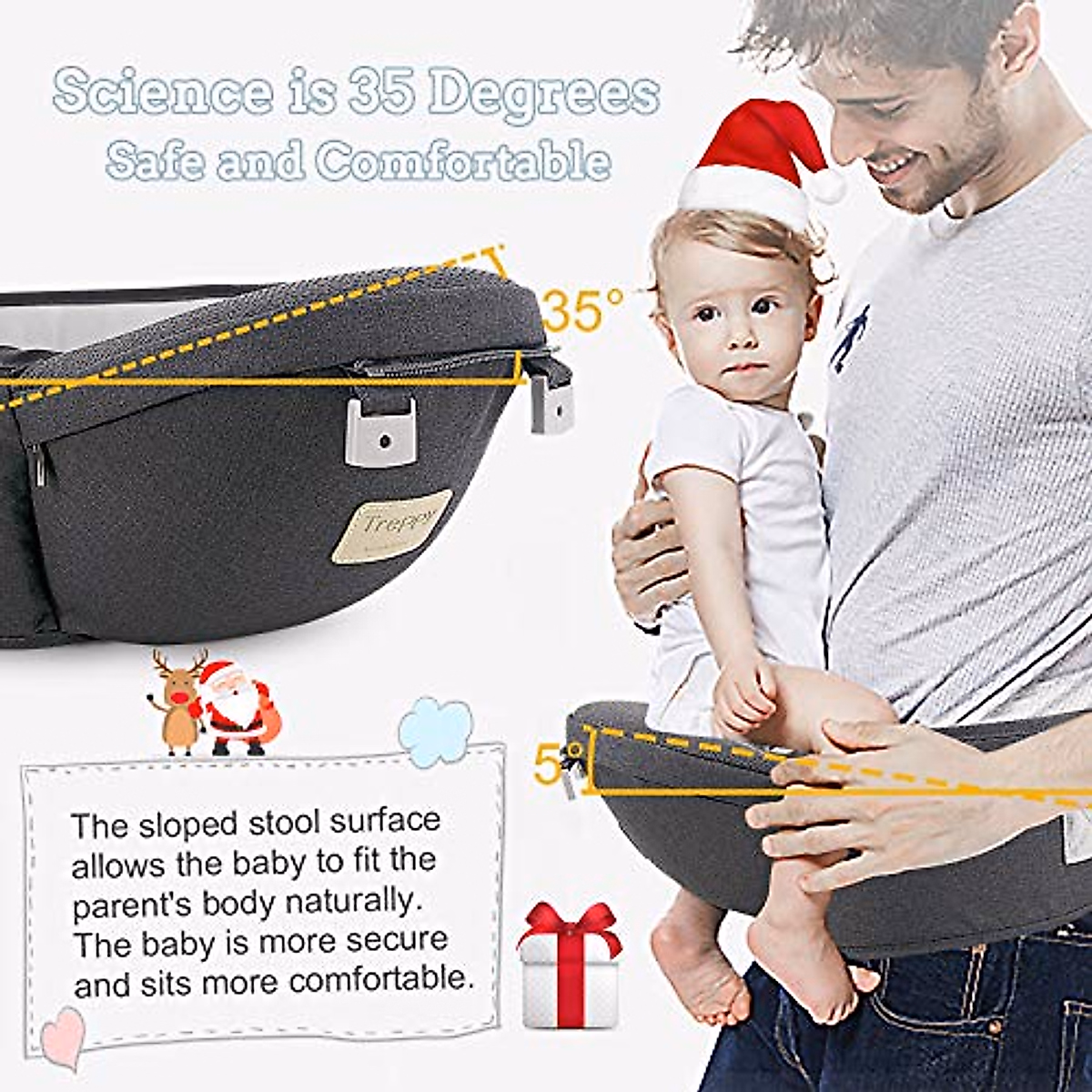 FRUITEAM Baby Carrier, 6-in-1 Baby Carrier with Waist Stool, One Size Fits All -Adapt to Newborn, Baby Hip Carrier for Breastfeeding, Infant & Toddler