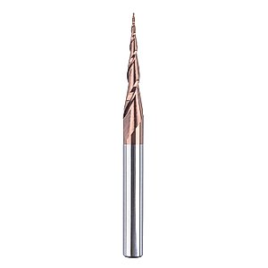 SpeTool Tapered Ball Nose End Mill 1/4" X 3" with 0.5mm Tip Diameter(0.25mm Radius) Ball Nose 5.26Deg Router Bit for CNC Machine Engraving Carving Bits H-Si Coated