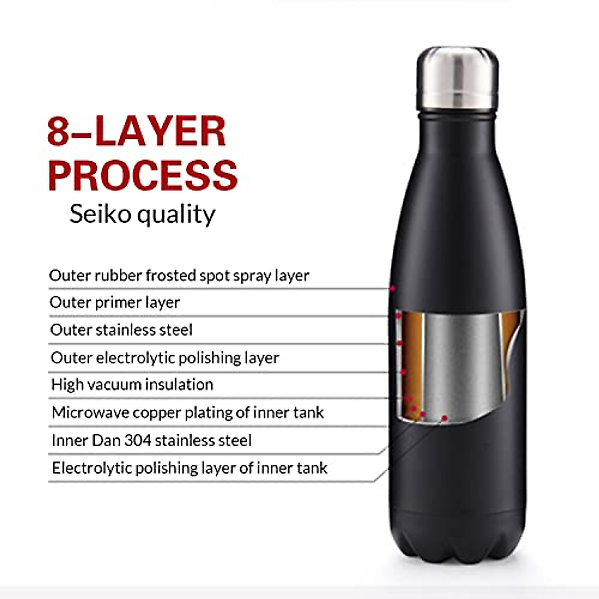 KEAECIZ Personalized Water Bottle Engraved Your Name, Custom 17oz Stainless Steel Sports Bottle Perfect for the gym and office/Outdoors Insulated Water Bottle