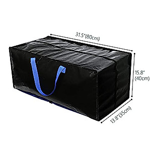 2PCS Large Size 112L Storage Bags with Backpack Straps & Strong Handles & Zippers for Moving, Travelling, Camping, Gardening Tools, Christmas Holiday Decorations Storage, 31.5×15.8×13.8inch, Black