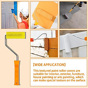 YLTOLOO 8 Pcs Textured Paint Roller Covers, 4 inch Small Textured Foam Drywall Texture Paint Rollers, House Paint Roller Covers for Art Painting Walls Ceilings