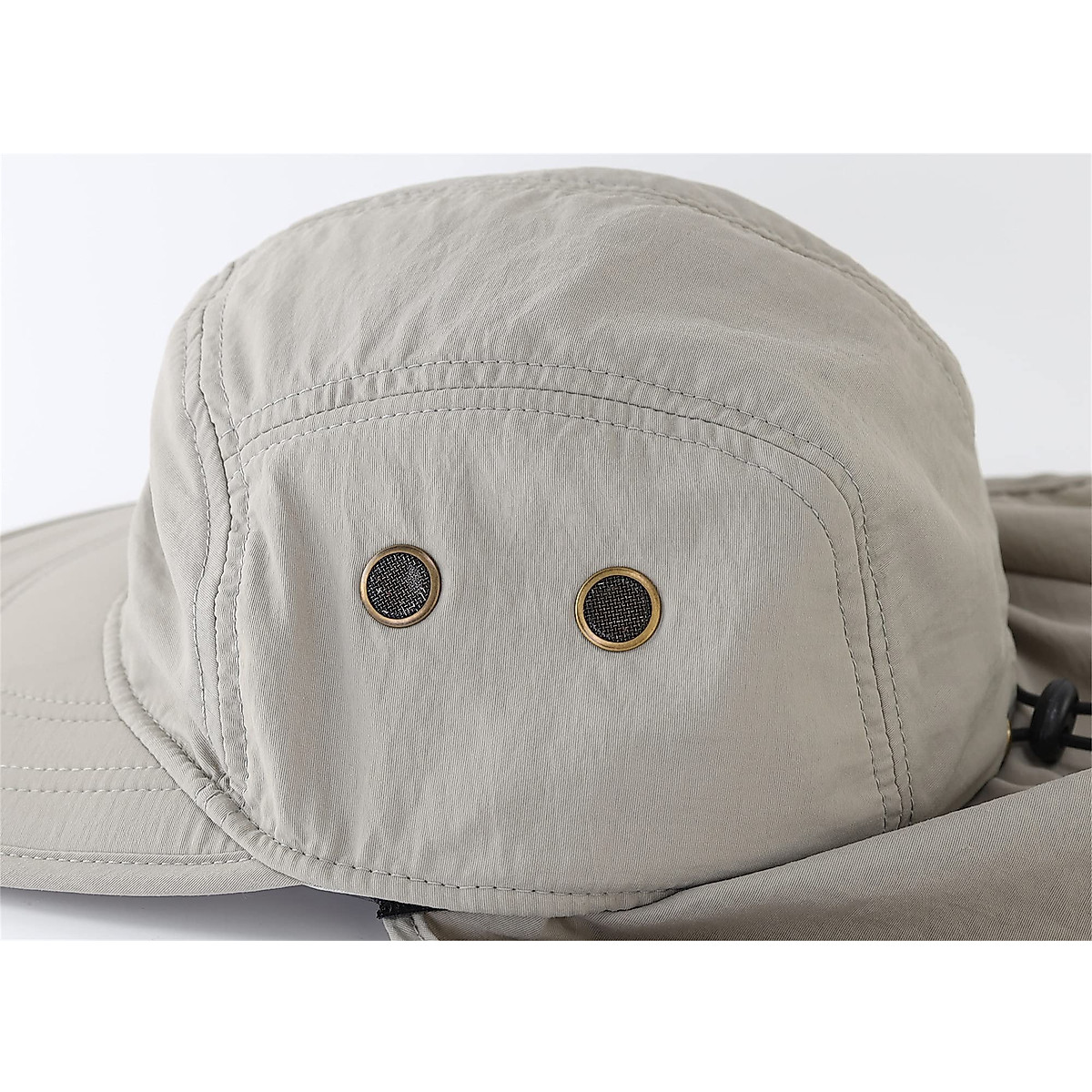 Connectyle Men's Visor Sun Hat with Neck Flap Baseball Cap for Fishing Safari Hiking Hats Light Grey