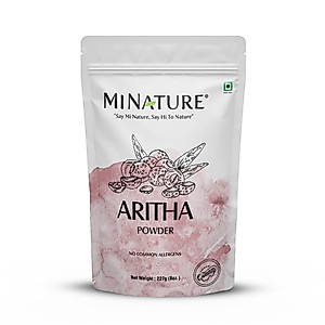 mi nature Aritha (Sapindus Laurifolia) Powder/Soap Nut Powder - USDA NOP Certified Organic Hair Conditioner for Silky Hair from India (227g / 1/2 lb)