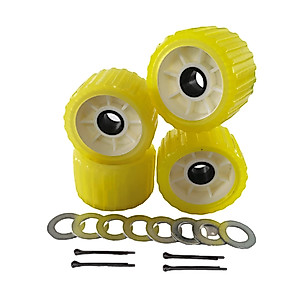UANOFCN 3" Width x 5" OD Boat Trailer Poly Ribbed Wobble Rollers Mounting Hole Diameter 1-1/8 inch
