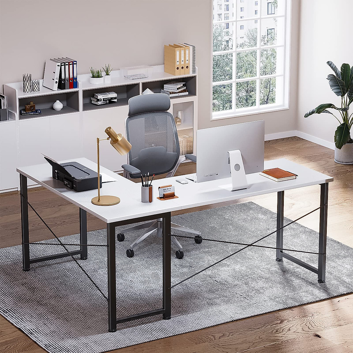 Coleshome 61" L Shaped Desk Computer Desk, L Desk Computer Corner Desk for Home Office Gaming Writing Workstation, Space-Saving, Easy to Assemble