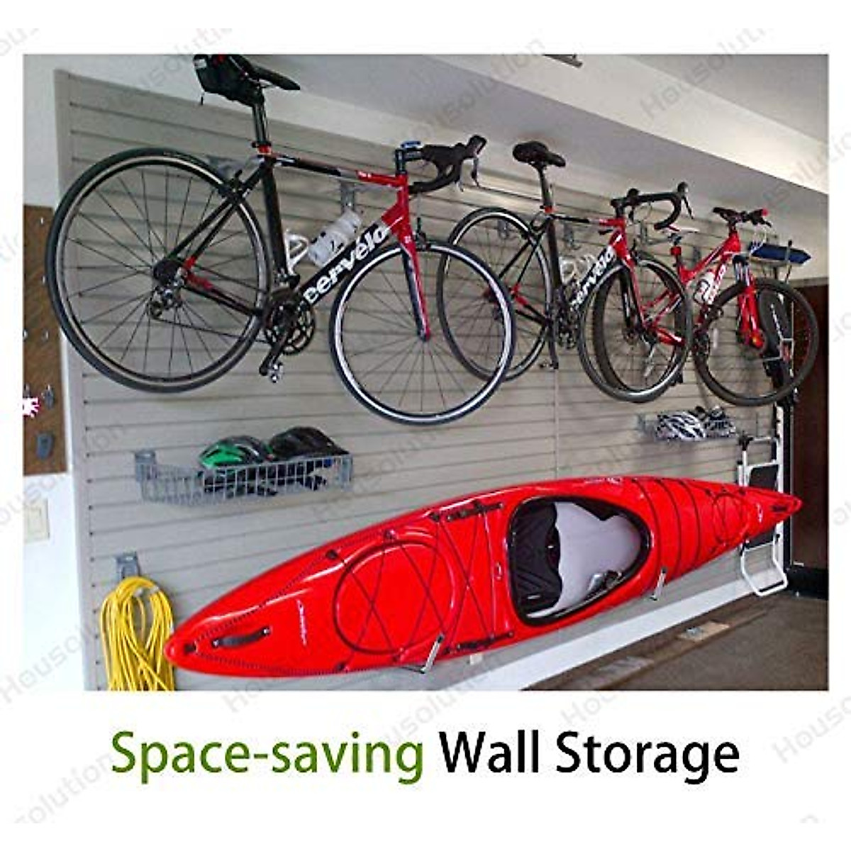 Housolution Heavy Duty Jumbo Arm Garage Hooks Set, 4 Pack Steal Utility Hooks Garage Storage Organizer Garden Hangers Wall Mount Cradle Set with 8PCS Screws and Anchors, Gray + Black Mat