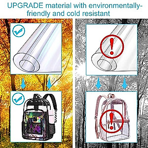 KLFVB Clear Backpack Heavy Duty, See Through Transparent Bookbag - Black One Size