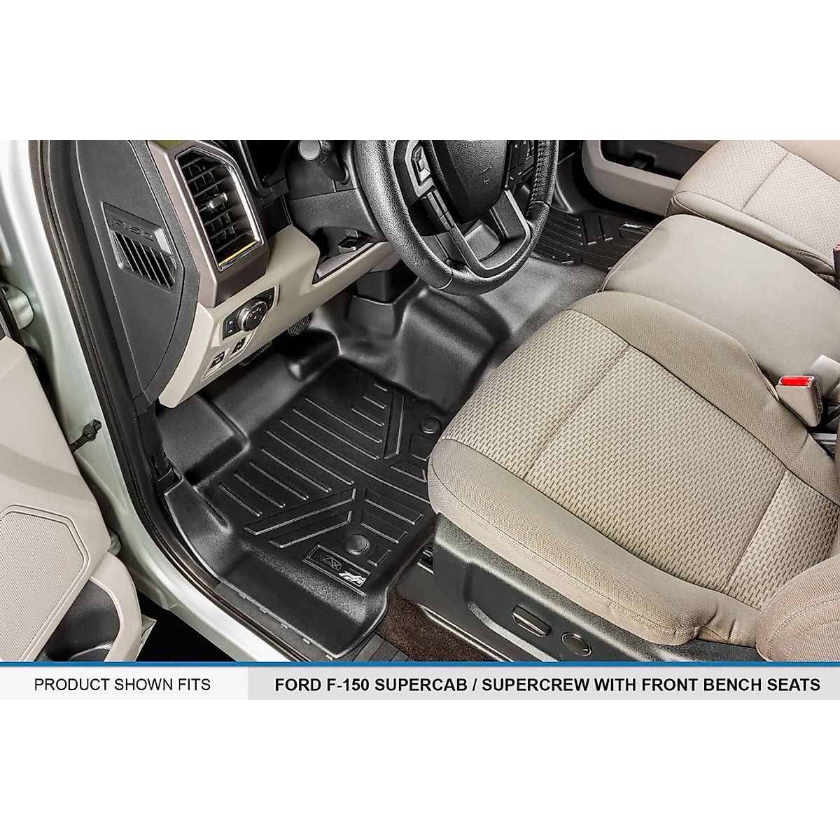 MAX LINER A0212/B0188 for Ford F-150 2015-2022 SuperCrew Cab with 1st Row Bench Seat, Black