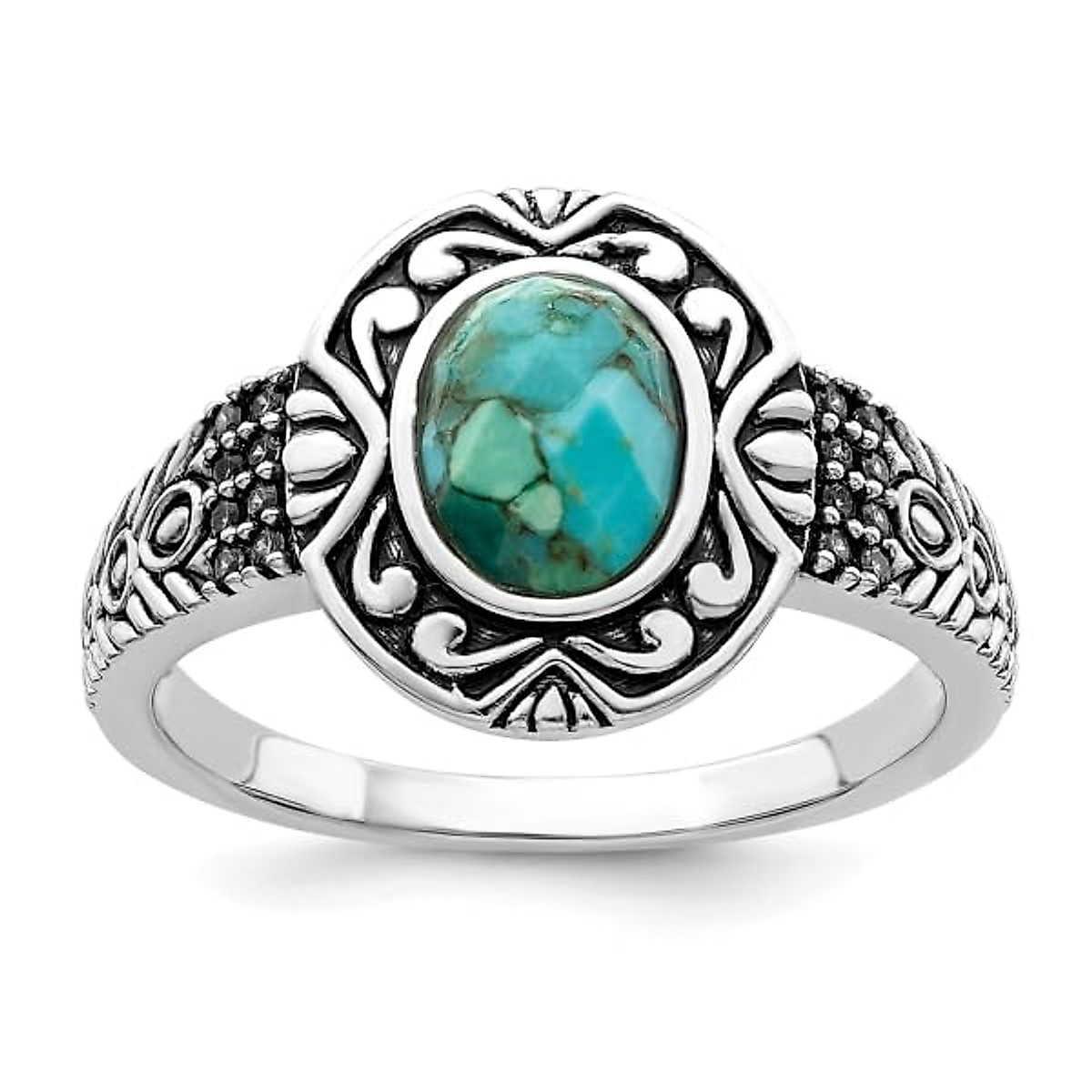 IceCarats 925 Sterling Silver Vintage Blue Turquoise Statement Ring Size 8
