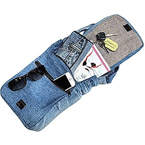 BDJ Upcycling Blue Denim Jeans Oblong Small Cross Body Shoulder Handbag Purse (Small Crossbody 5)