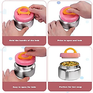 CocoMeiwei Thermo for Hot Food Kids, Insulated Container for Cold Drinks 8 oz, Stainless Steel Wide Mouth Lunch Soup Thermo for School With Silicone Bendable Spoon, Vacuum Leak-Proof Food Jar