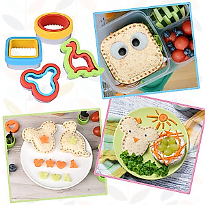 Hhyn Sandwich Cutter and Sealer - Uncrustables Maker Dinosaur Mickey Circle Square Shape Cookie Cutters Bread Decruster Pancake Maker DIY Sandwich Cutter for Kids - Vegetable Fruit Cutter Set